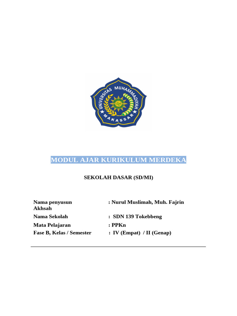 Modul Ajar - Kelompok 3 - Kelas 2G PGSD | PDF