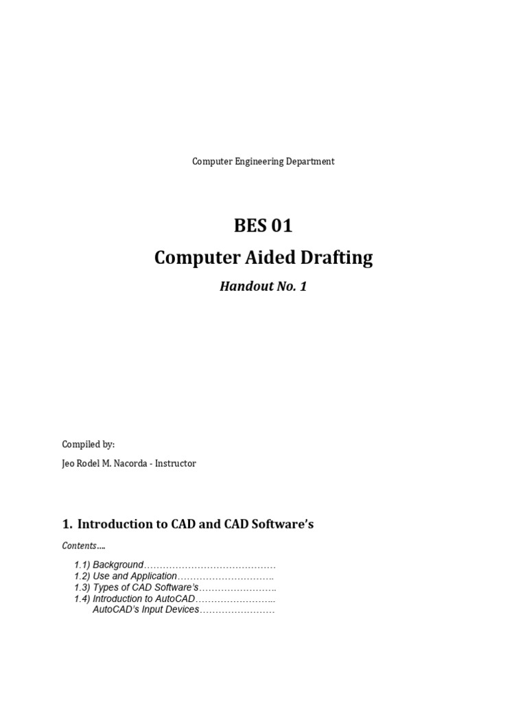 CAD Handout 1 CpE2 | PDF