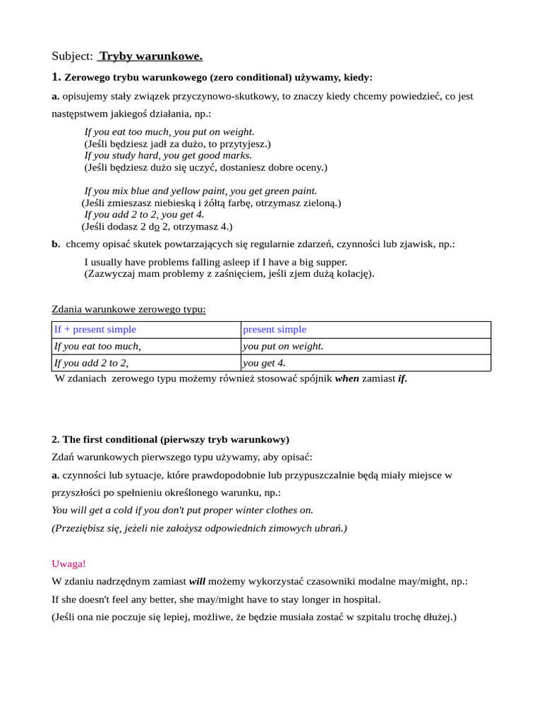 Tryby Warunkowe. Analiza Teoretyczna | PDF