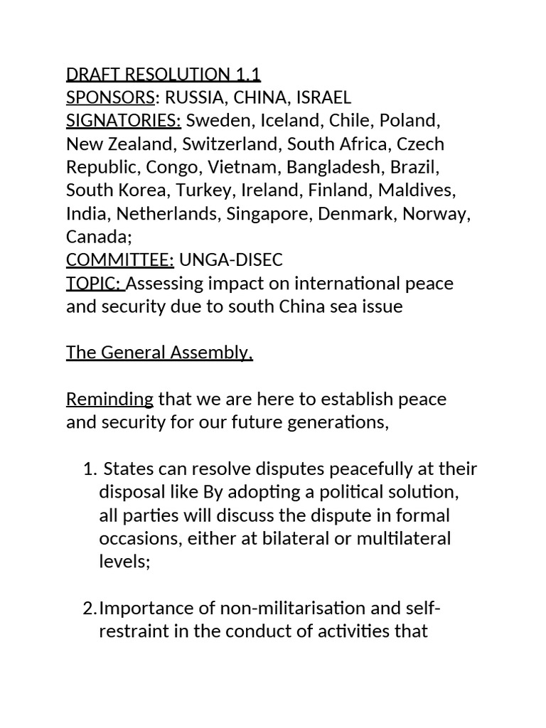 Draft Resolution | PDF