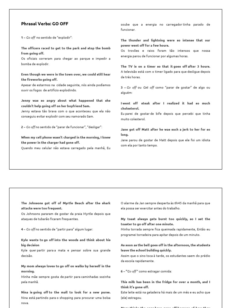 GO OFF - Phrasal Verbs - Mairo Vergara | PDF