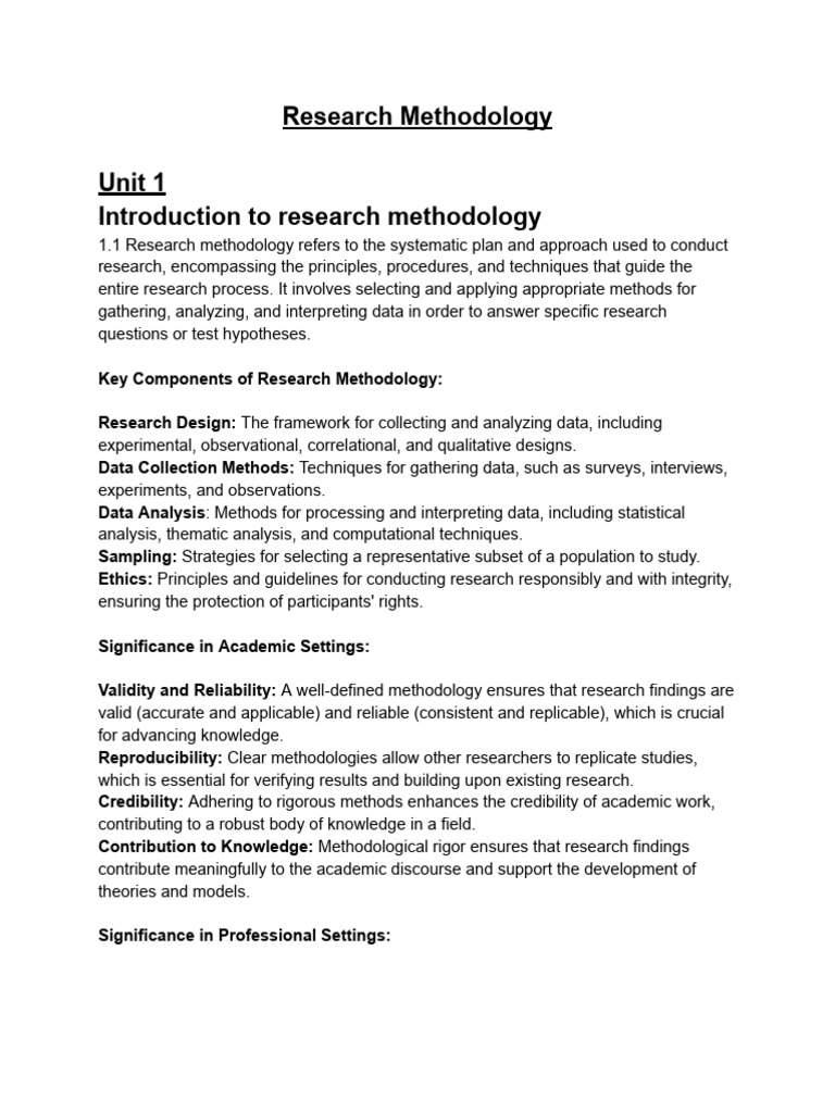 Research Methodology Unit 1 & 2 | PDF