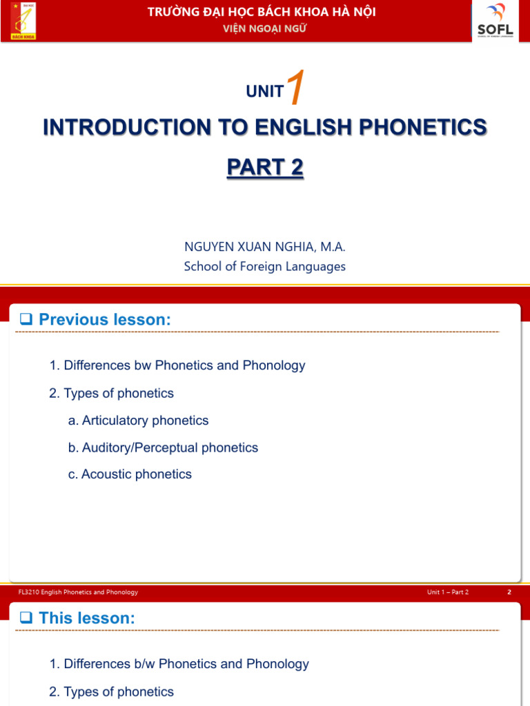 BL - Unit 1 - Part 2 | PDF | Phonetics | Foreign Language Studies