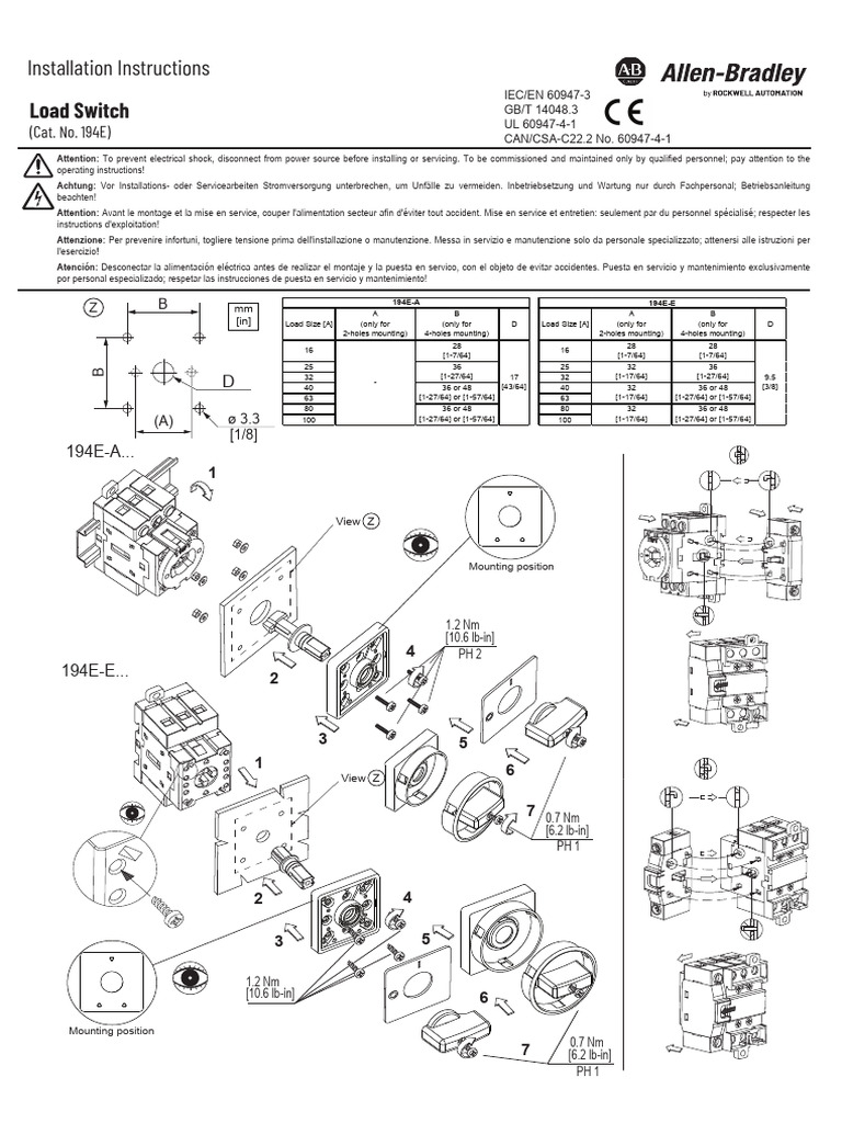 Load Switch: Installation Instructions | PDF