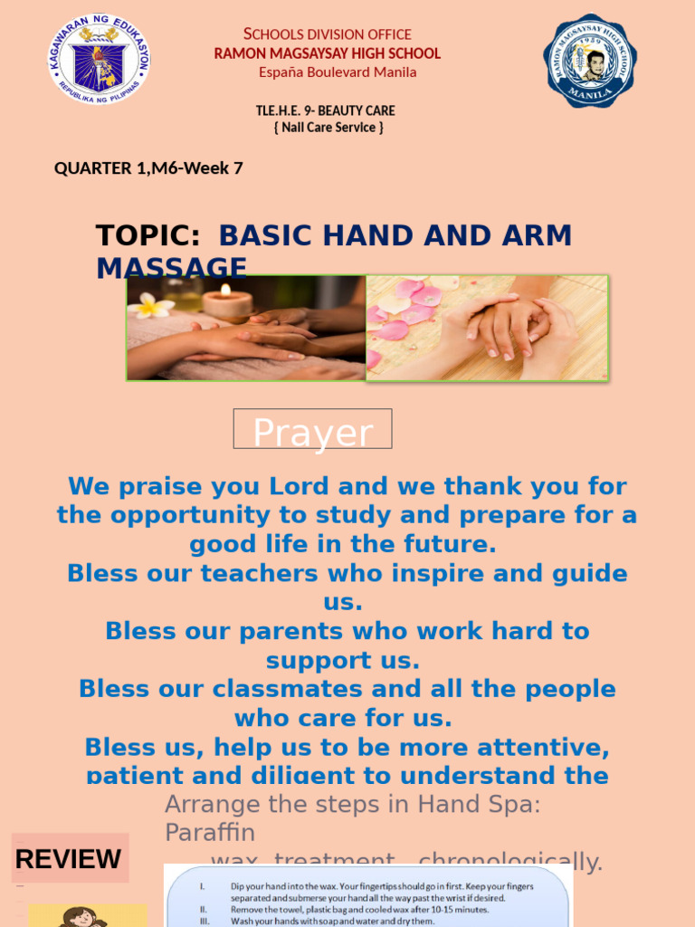 Q1M 6 Week 7 Basic Hand Massage | PDF