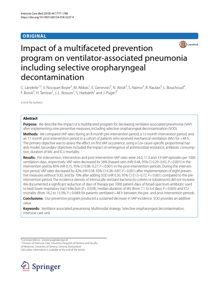 Impact of A Multifaceted Prevention Program On Ventilator-Associated ...