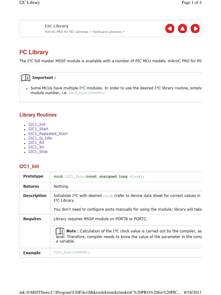 I2C Library | PDF