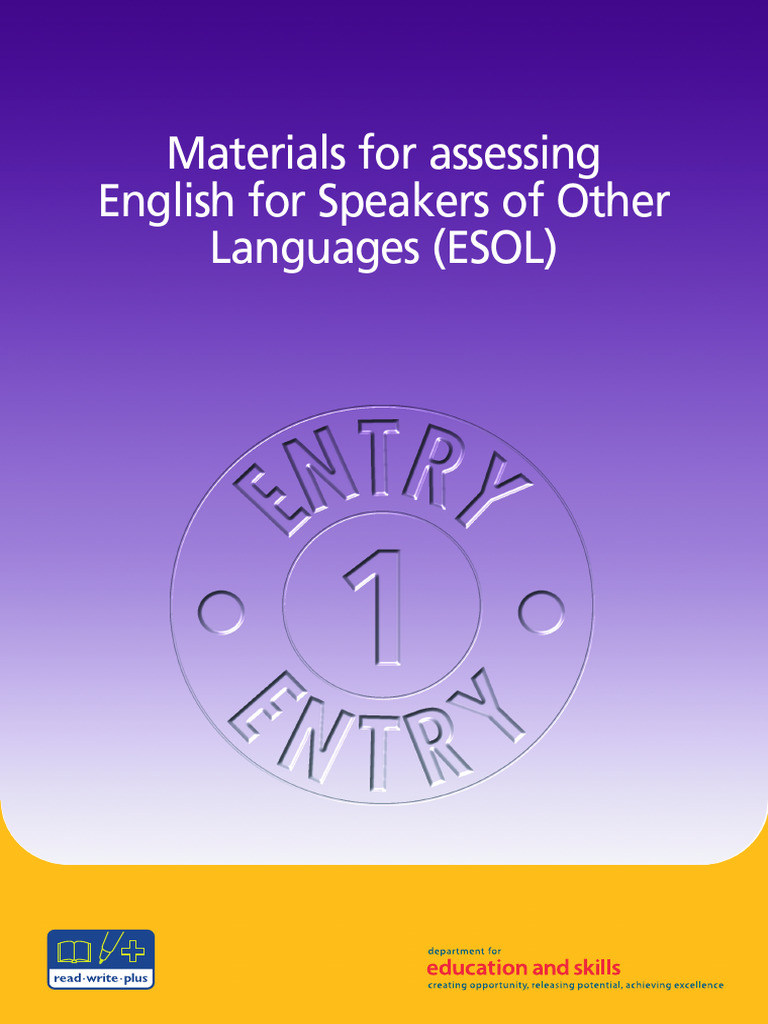 Diagnostic Assessment - ESOL - Learner Materials For Assessing Entry 1 | PDF