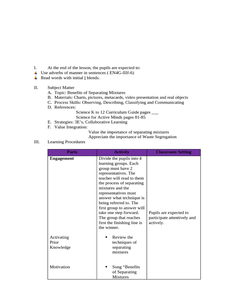 Lesson Plan For Demo Teaching-1 | PDF