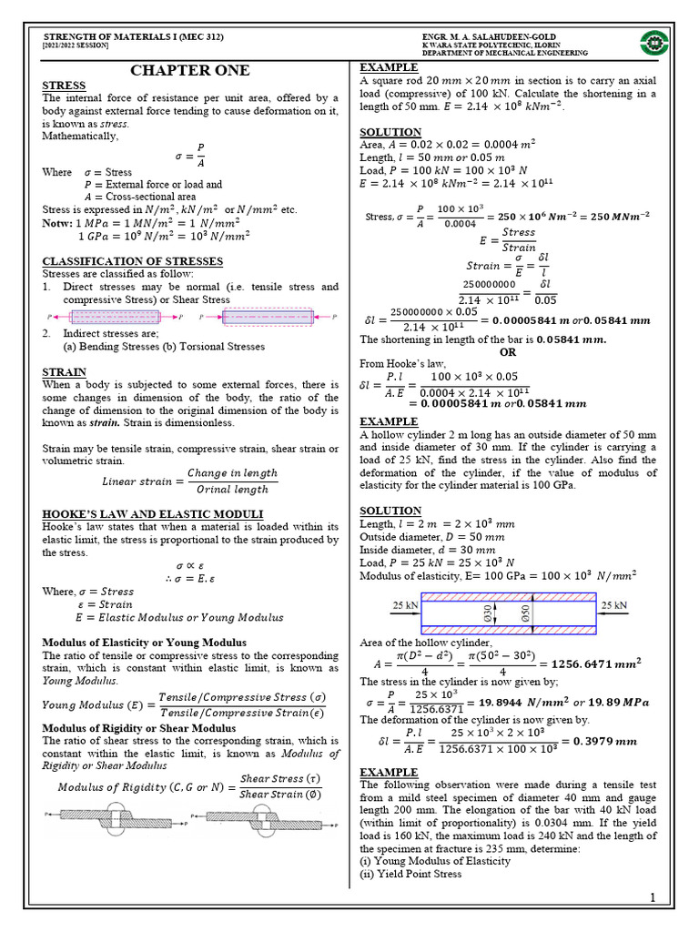Mec 312 Note 1 | PDF