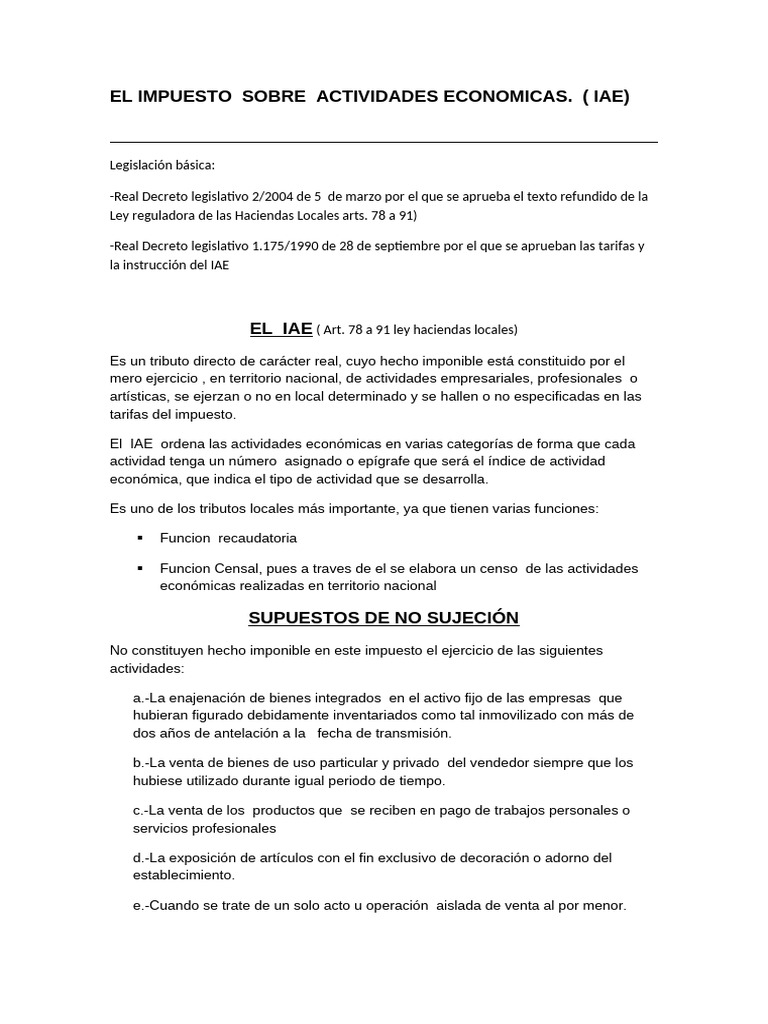El Impuesto Sobre Actividades Economicas | PDF | Impuestos | Negocios