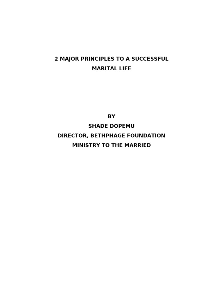 2 Major Principles To A Successful | PDF