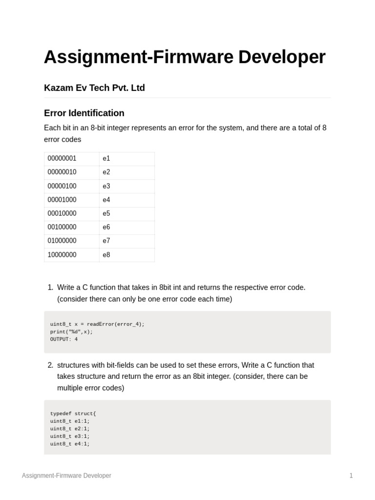 Assignment Firmware - Developer 1 | PDF