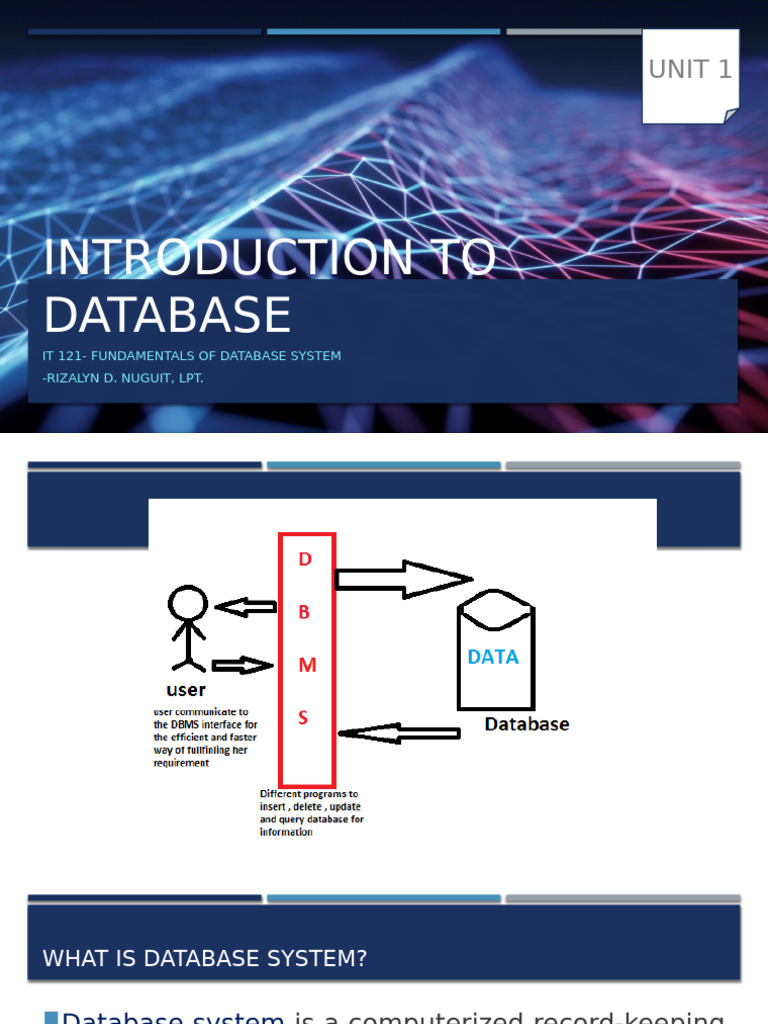 Unit 1 - Introduction To Database | PDF