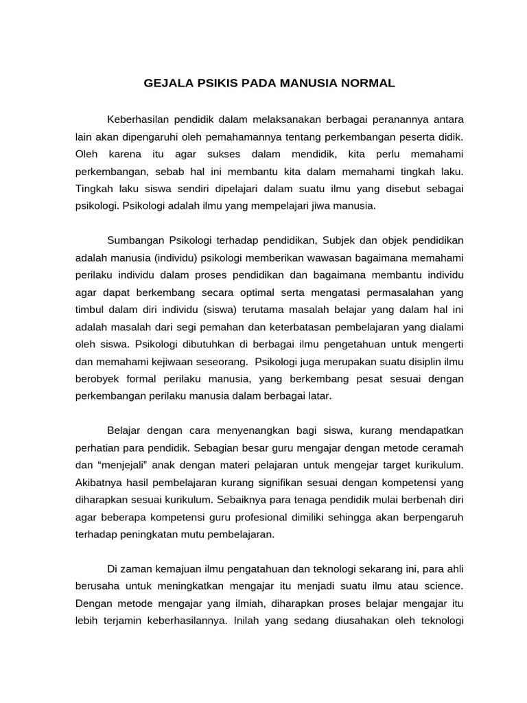 Gejala Psikis Pada Manusia Normal | PDF
