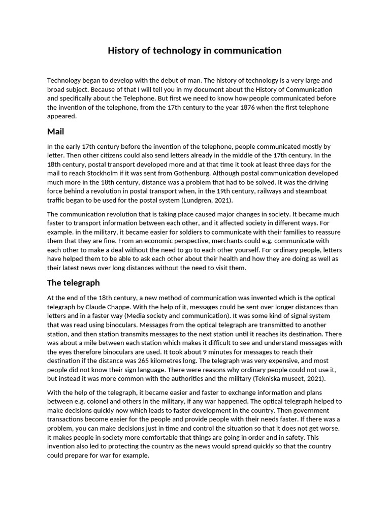 History of Technology in Communication | PDF