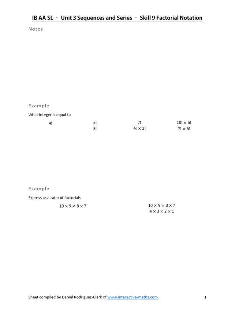 9 - Lesson Sheet - Factorial Notation | PDF