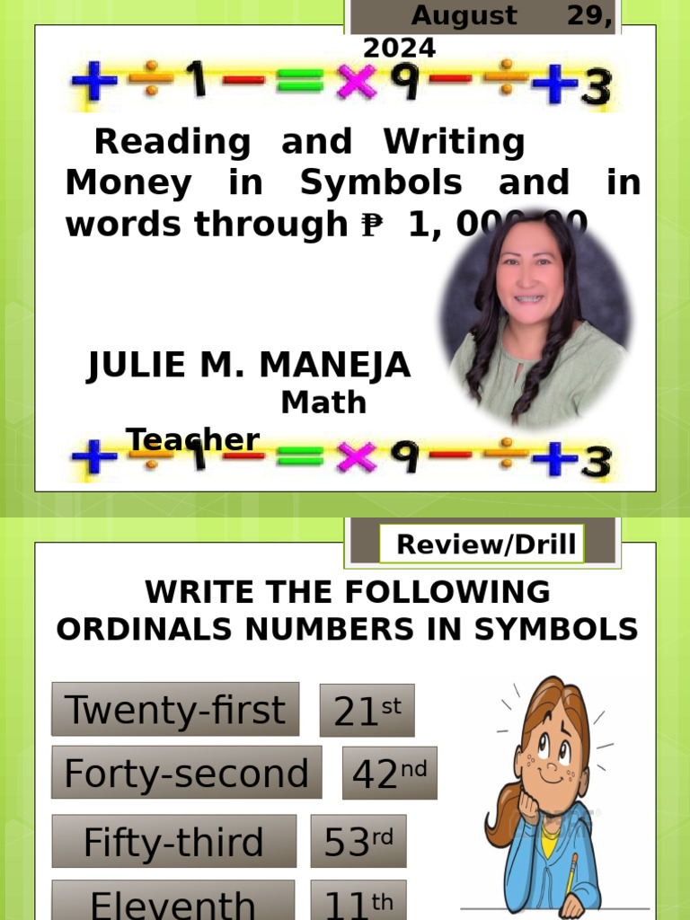 MATH 3 - CO 1 Reading Money in Words and in Symbols | PDF