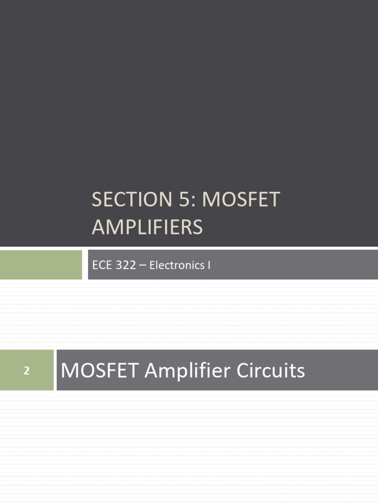 Section 5 MOSFET Amplifiers | PDF