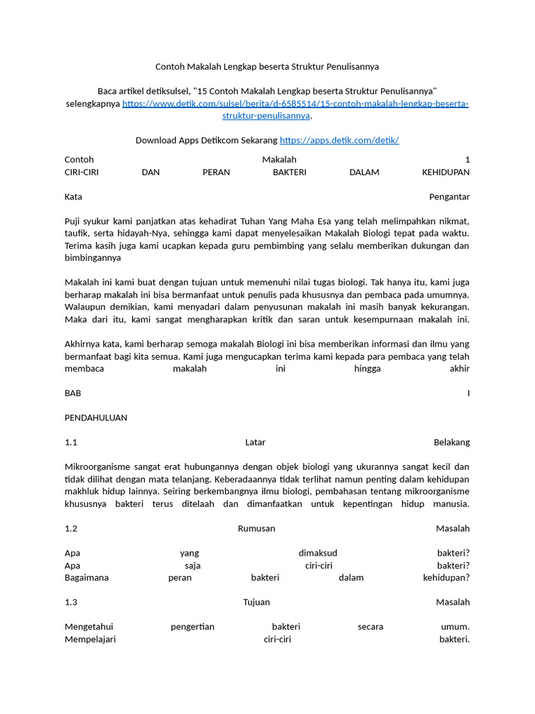 Contoh Makalah Lengkap Beserta Struktur Penulisannya | PDF