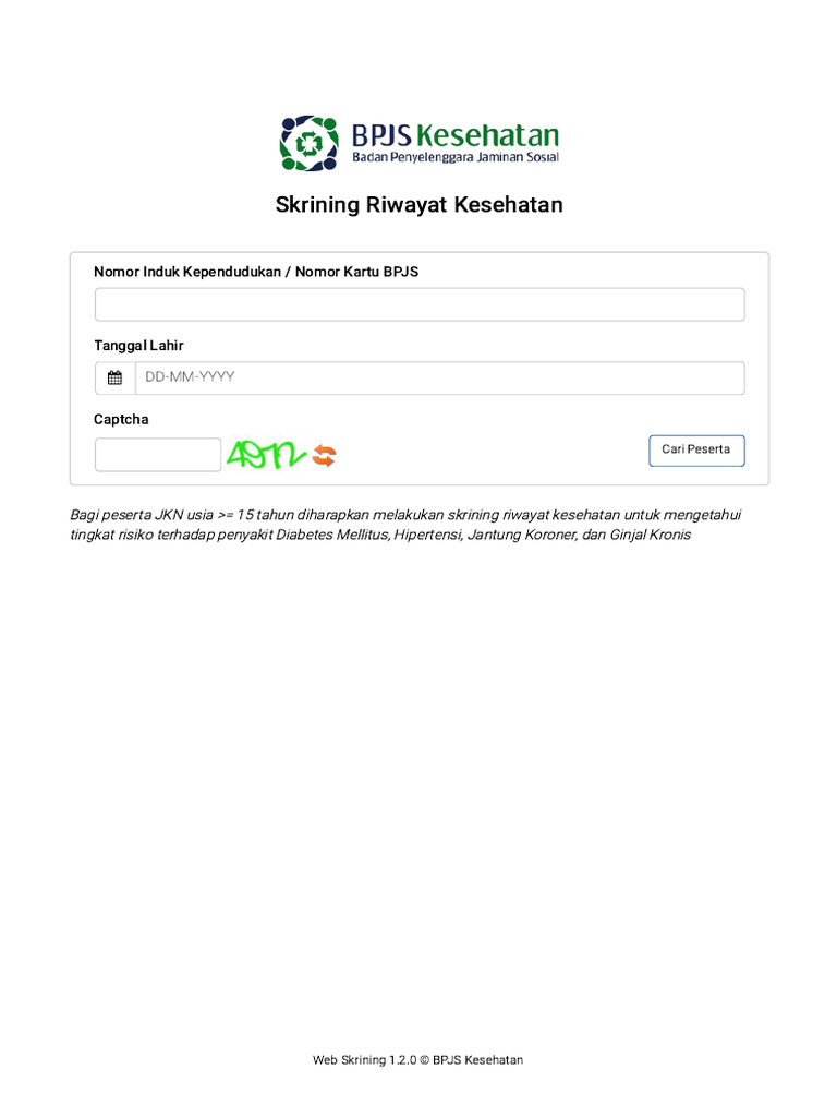 Web Skrining BPJS Kesehatan | PDF