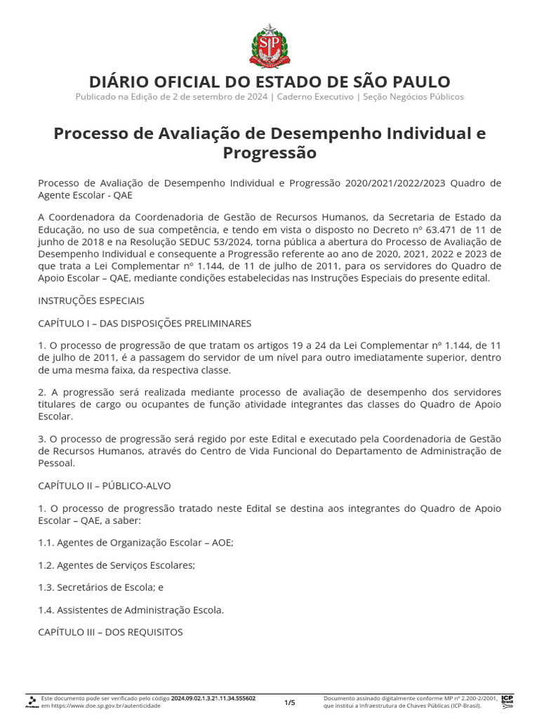 Avaliação de Desempenho Qae Progressão 2024 | PDF