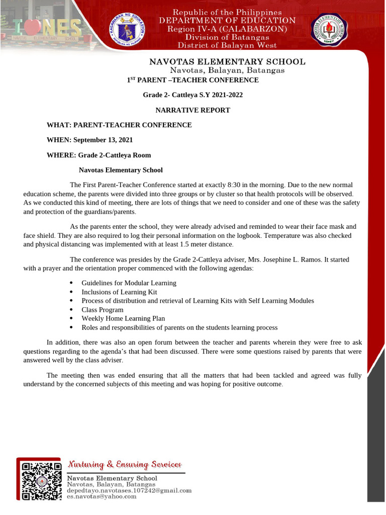 NARRATIVE REPORT ON PTC-Josephine L. Ramos | PDF