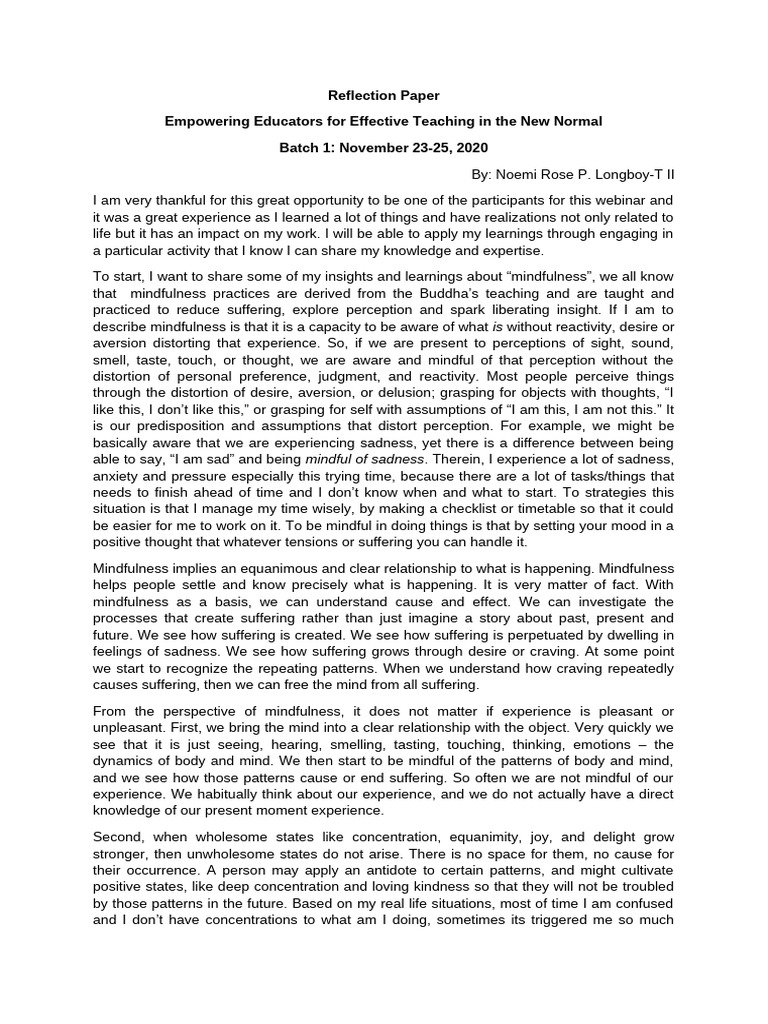 Reflection Paper (Empowering) | PDF | Experience | Self-Improvement