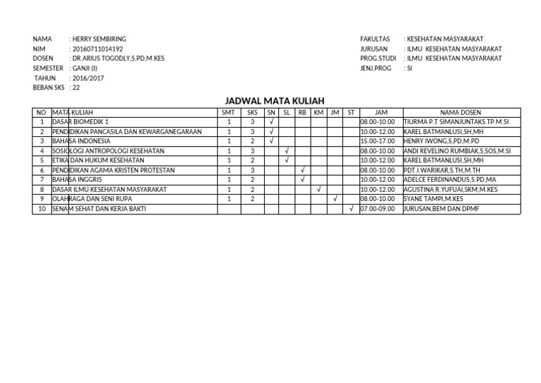 Jadwal Kuliah | PDF