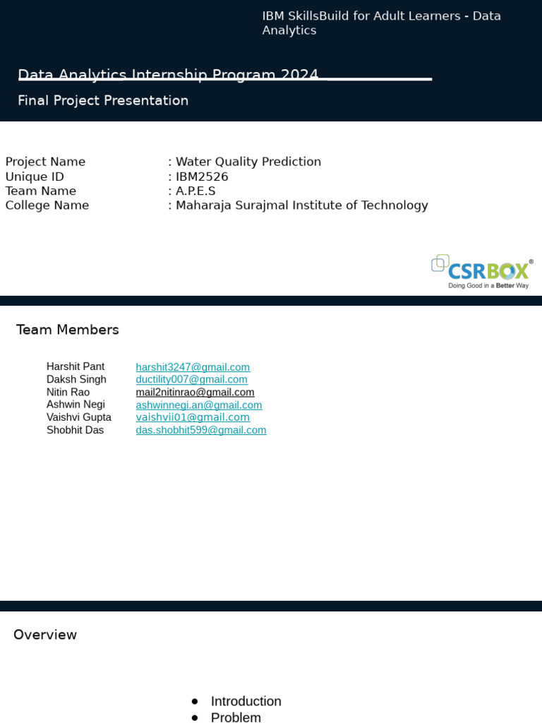 Water Quality Prediction | PDF