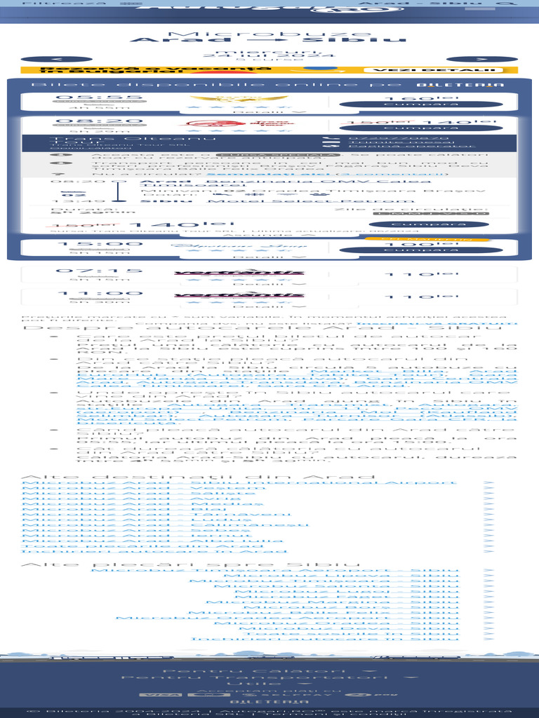 Microbuze Arad - Sibiu Autogari | PDF