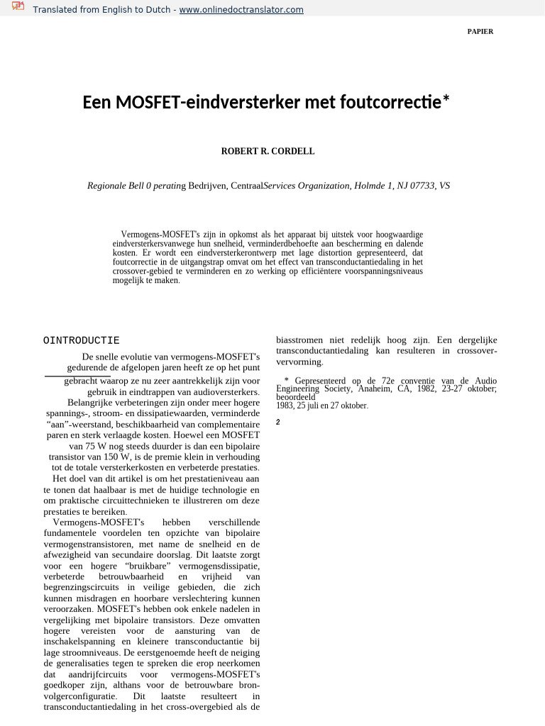 MOSFET Power Amp - En.nl | PDF | Electricity | Electronic Engineering