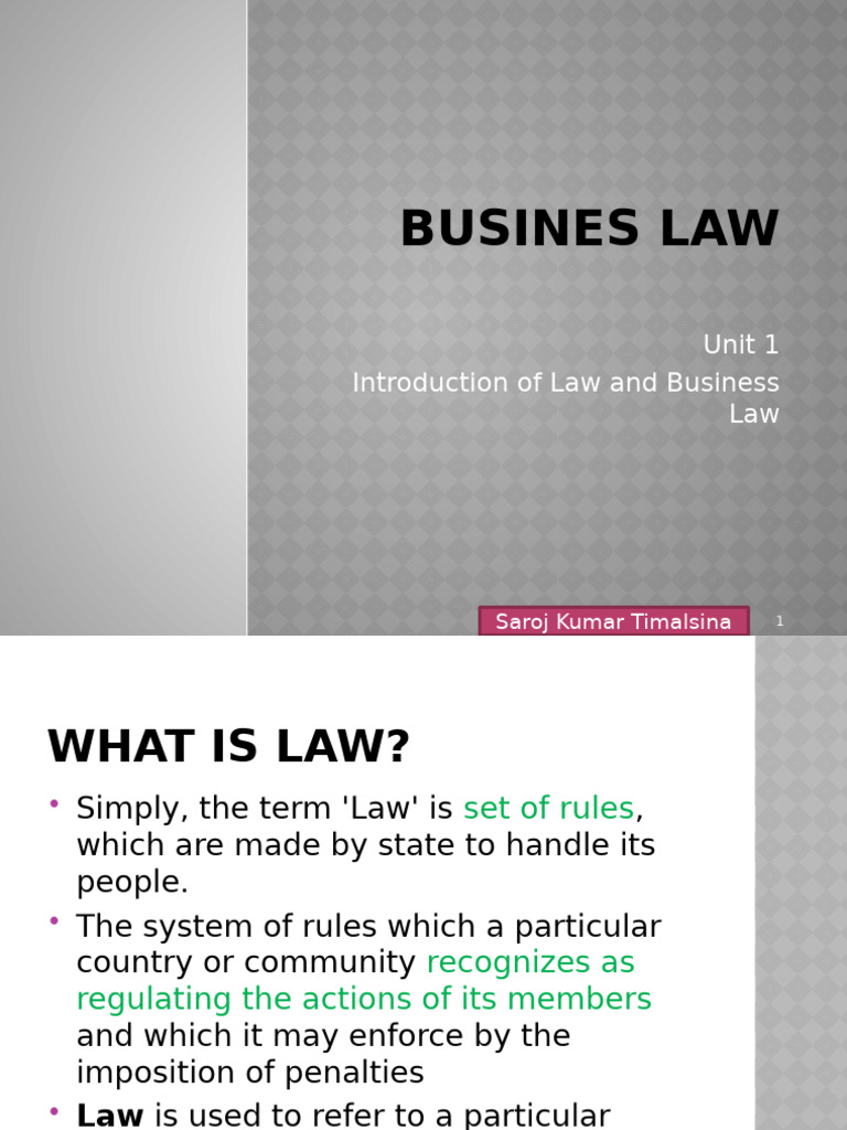 Busines Law Unit 1final | PDF