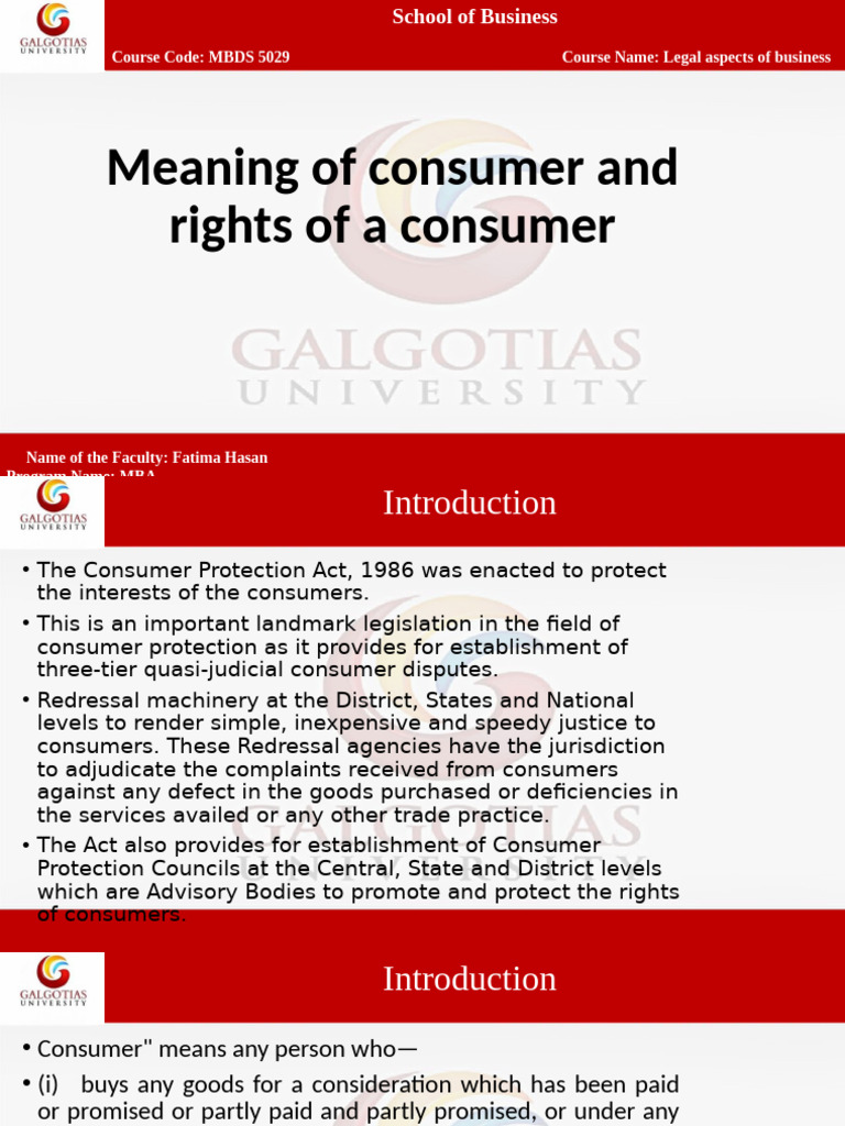 Module 2 - Meaning of Consumer and Rights of A Consumer | PDF