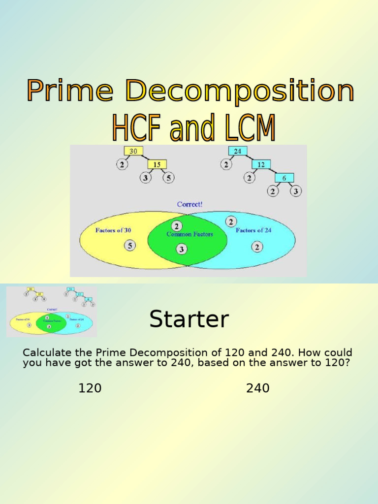 13) Prime Decomposition, HCF and LCM | PDF