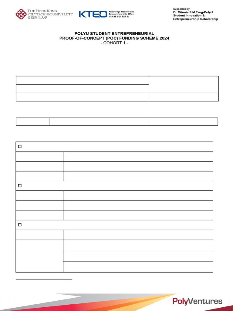 POC Funding Scheme 20241 Declaration of Use of PolyU Knowledge Innovations and Technologies | PDF