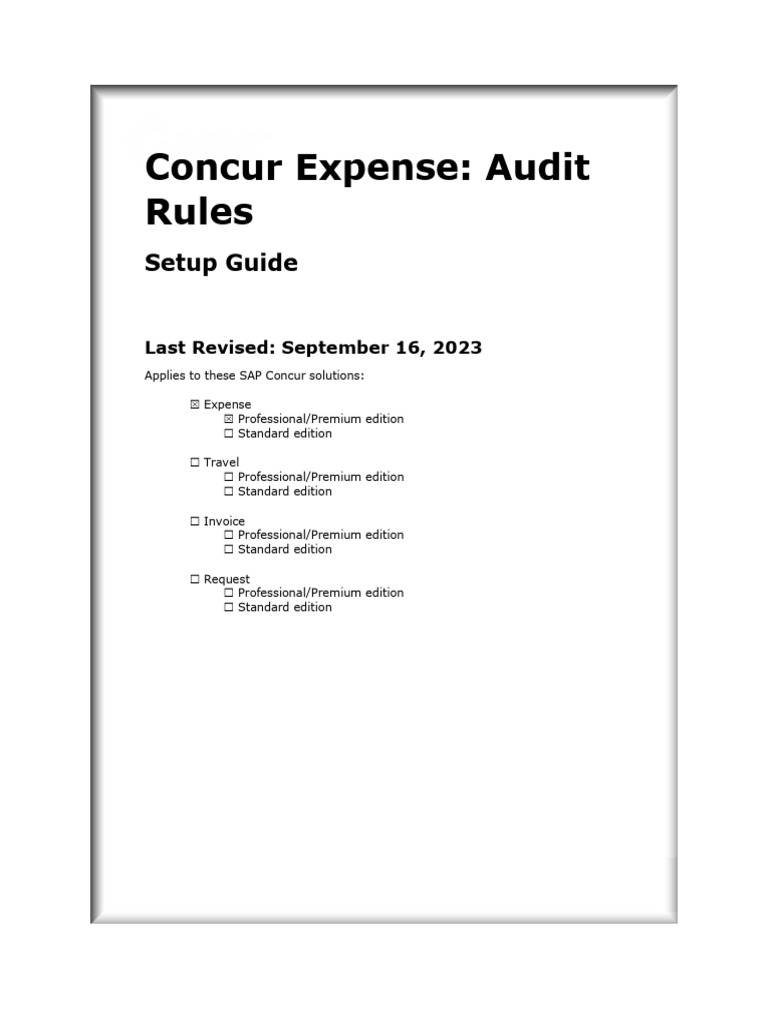 Concur Expense Audit Rules Guide | PDF | Credit Card | Technology ...