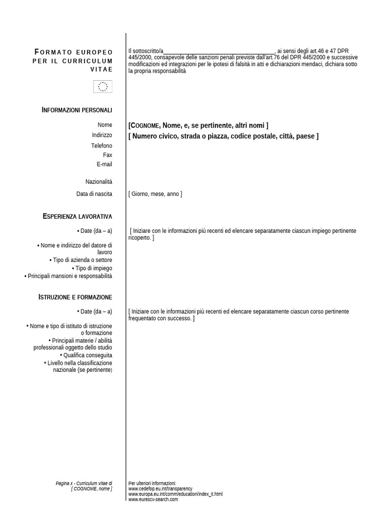 I (C, Nome, E, Se Pertinente, Altri Nomi) (Numero Civico, Strada o ...