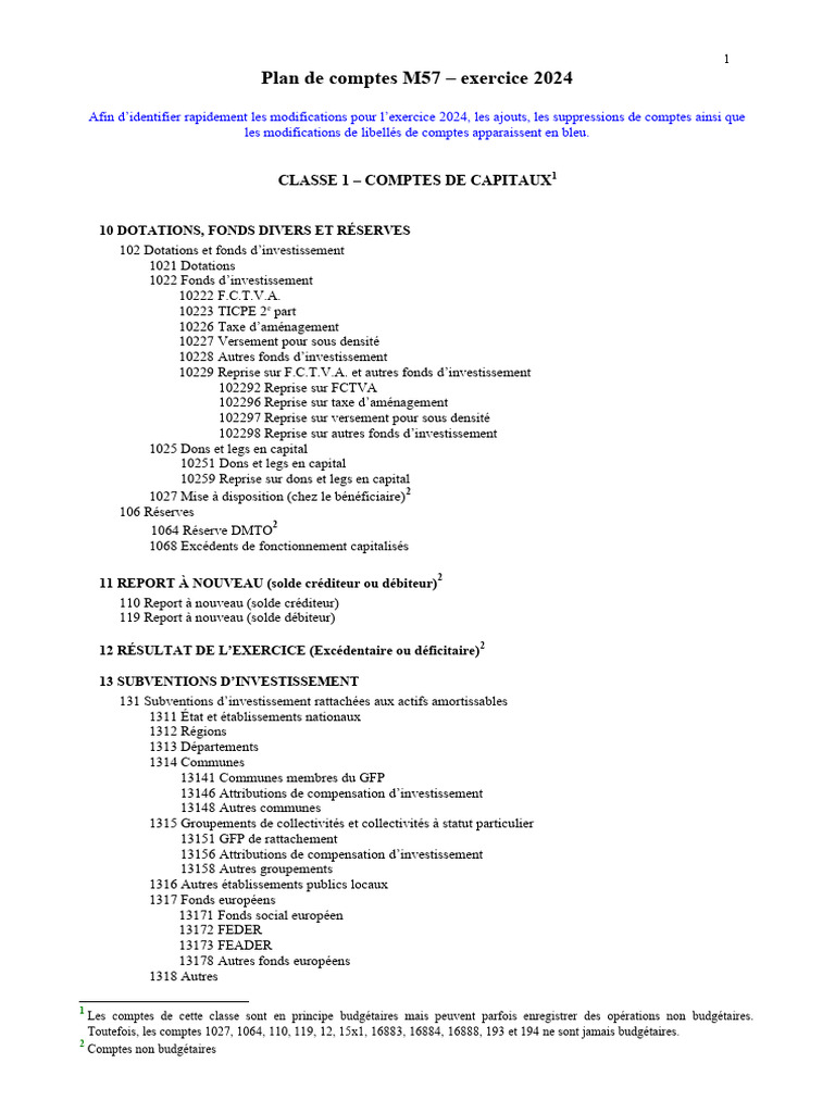 Plan de Comptes M57D 2024 | PDF