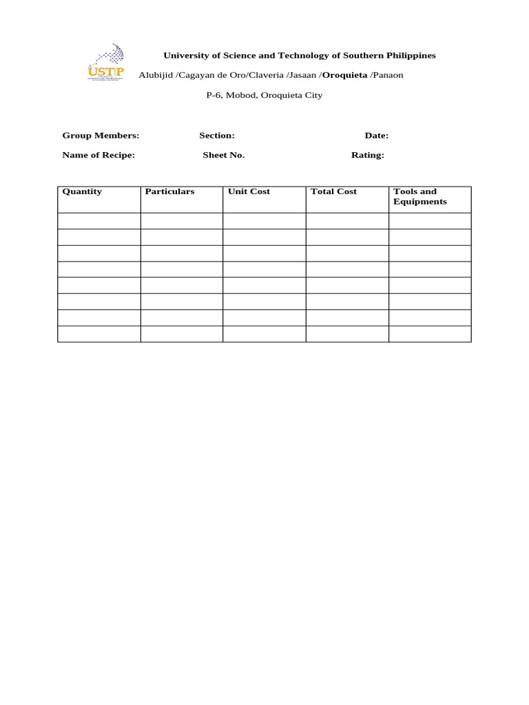Marketlist Template | PDF