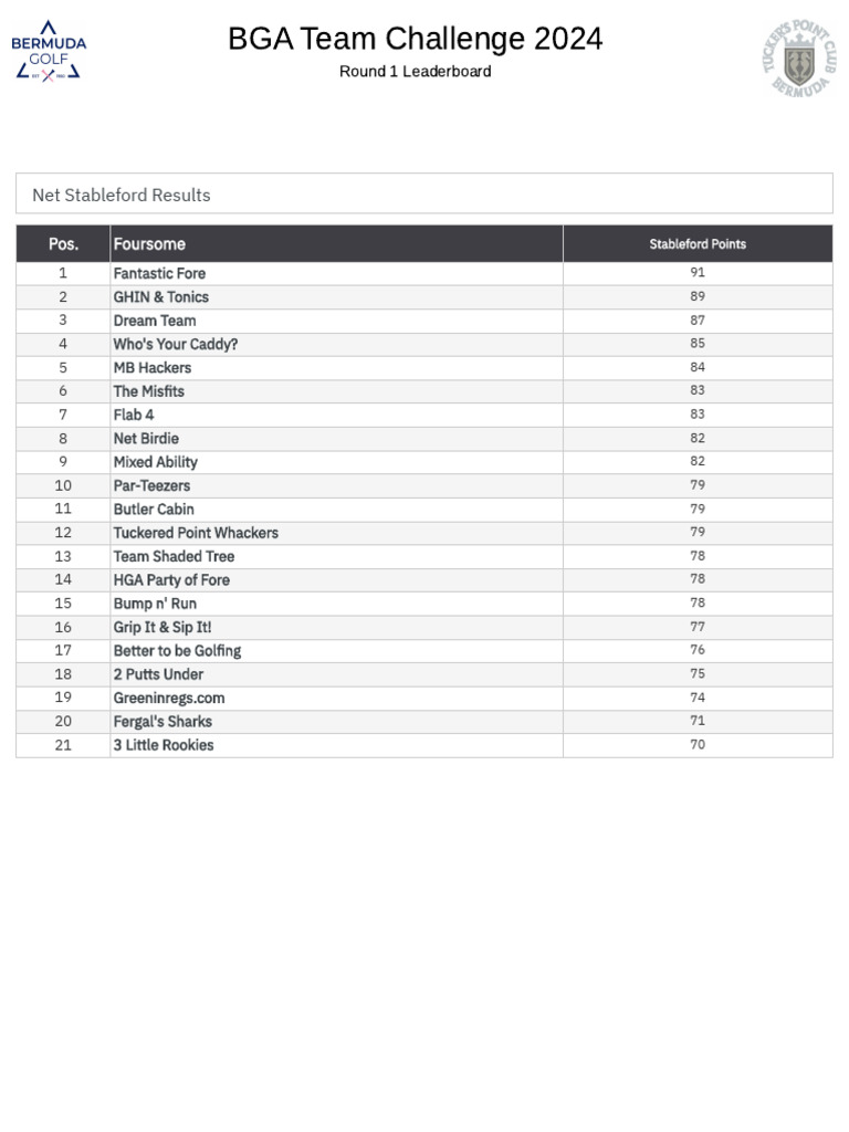 BGA Team Challenge 2024 - Results | PDF