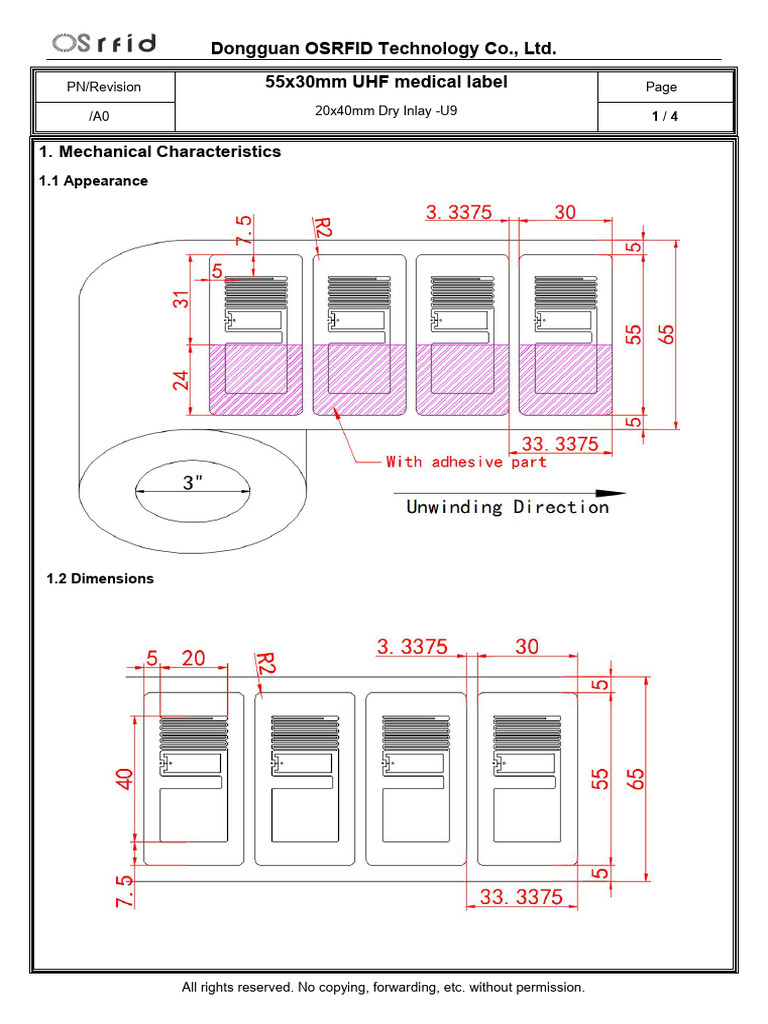55x30mm UHF Medical Label 331449 A U9 | PDF