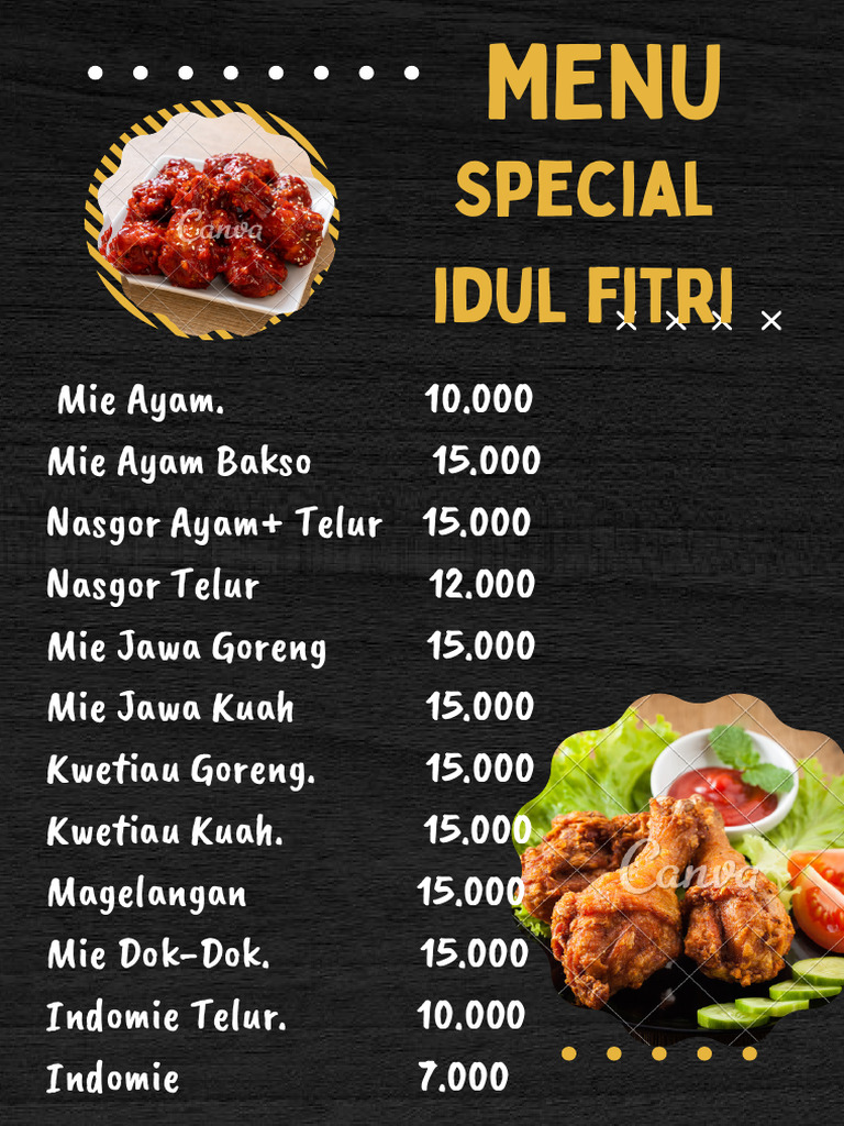 Hitam Kuning Modern Abstrak Daftar Menu Makanan Poster | PDF | Memasak ...