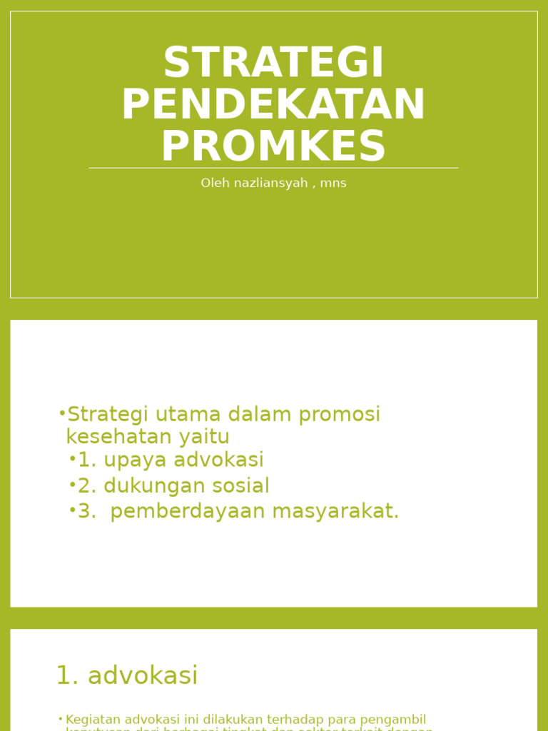 3 Strategi Pendekatan Promkes | PDF