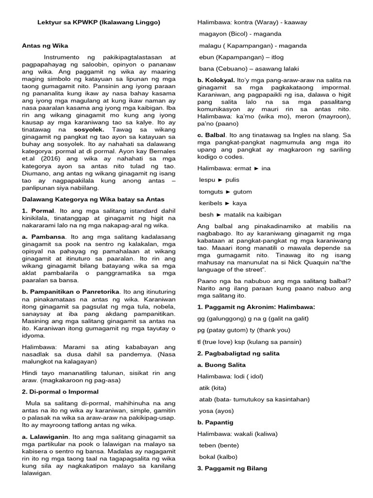 KPWKP W2Q1 Lektyur | PDF