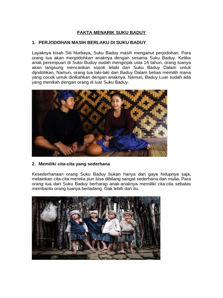 Fakta Menarik Suku Baduy | PDF