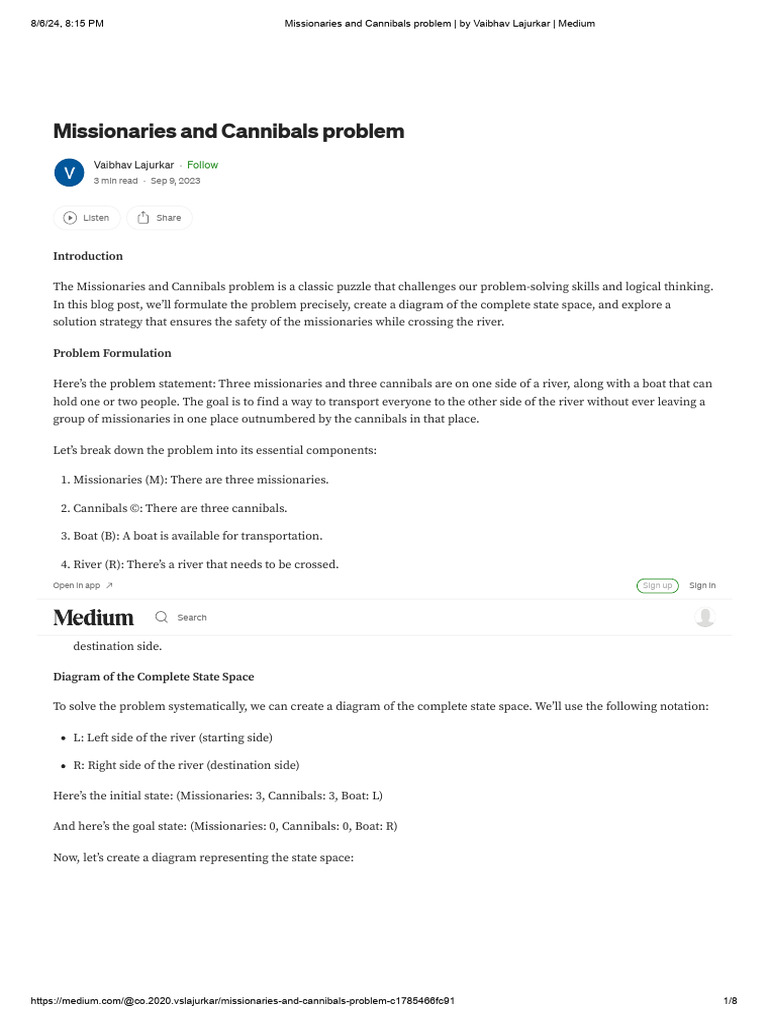 Missionaries and Cannibals Problem | PDF | Algorithms | Algorithms And Data Structures