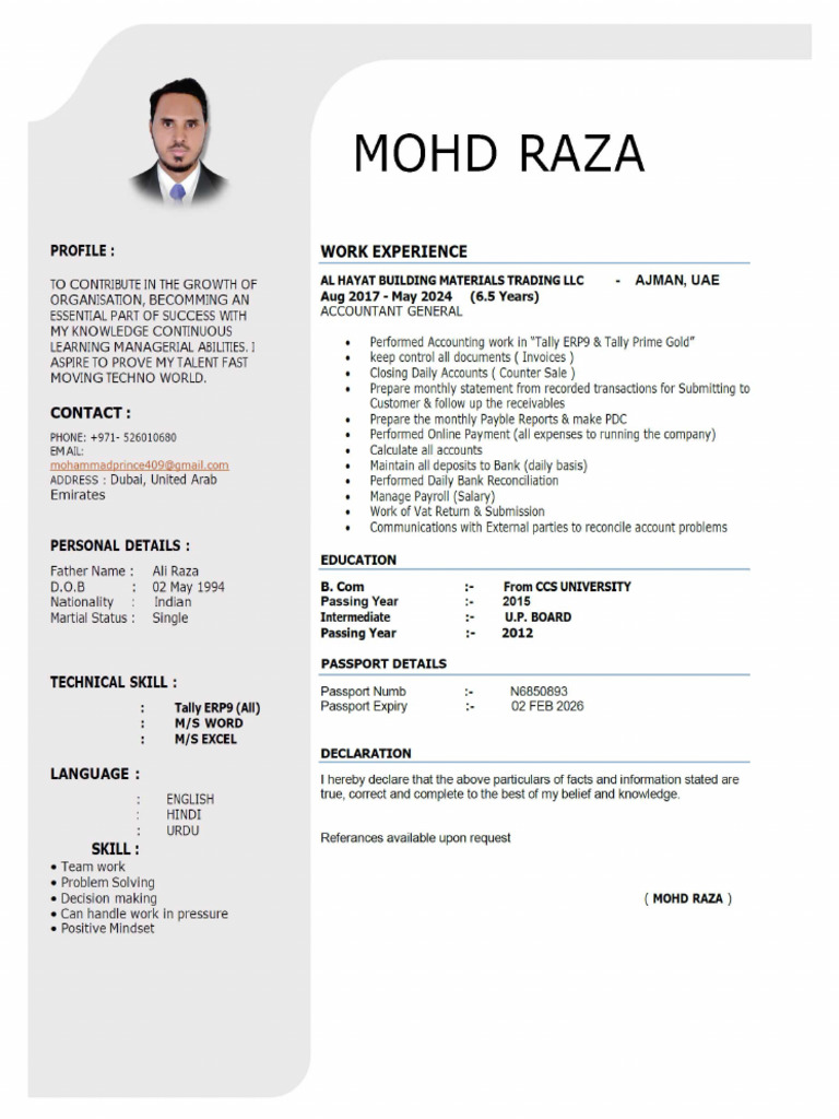 Mohd Raza CV | PDF Mohd Raza CV | PDF