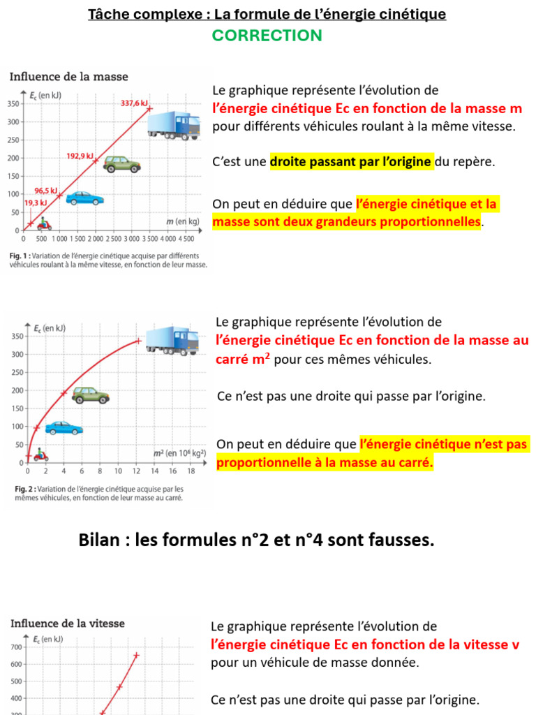 Correction Tâche Complexe - Formule de l' Énergie Cinétique | PDF