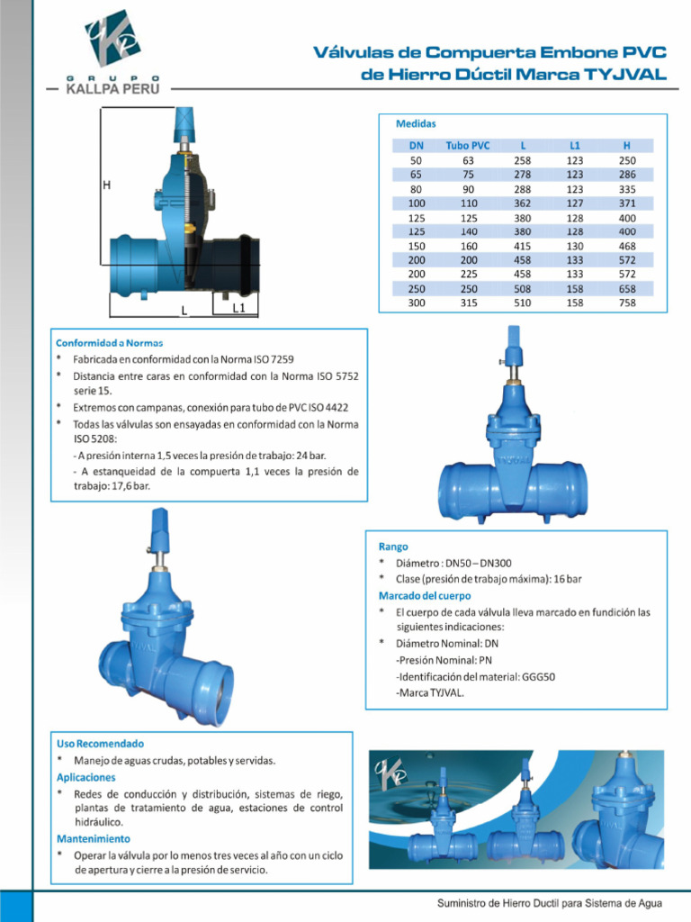 Kallpa - Valvula de Compuerta Embone PVC de Hierro Ductil | PDF